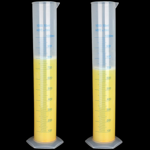 2Pack 1000ml Plastic Graduated Cylinder 2-Sided Marking Lab Cylinders ...