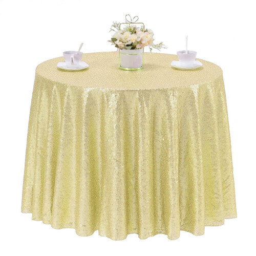 Mantel redondo de lentejuelas doradas HMQIANG de 180 cm para bodas, despedidas de soltera ...