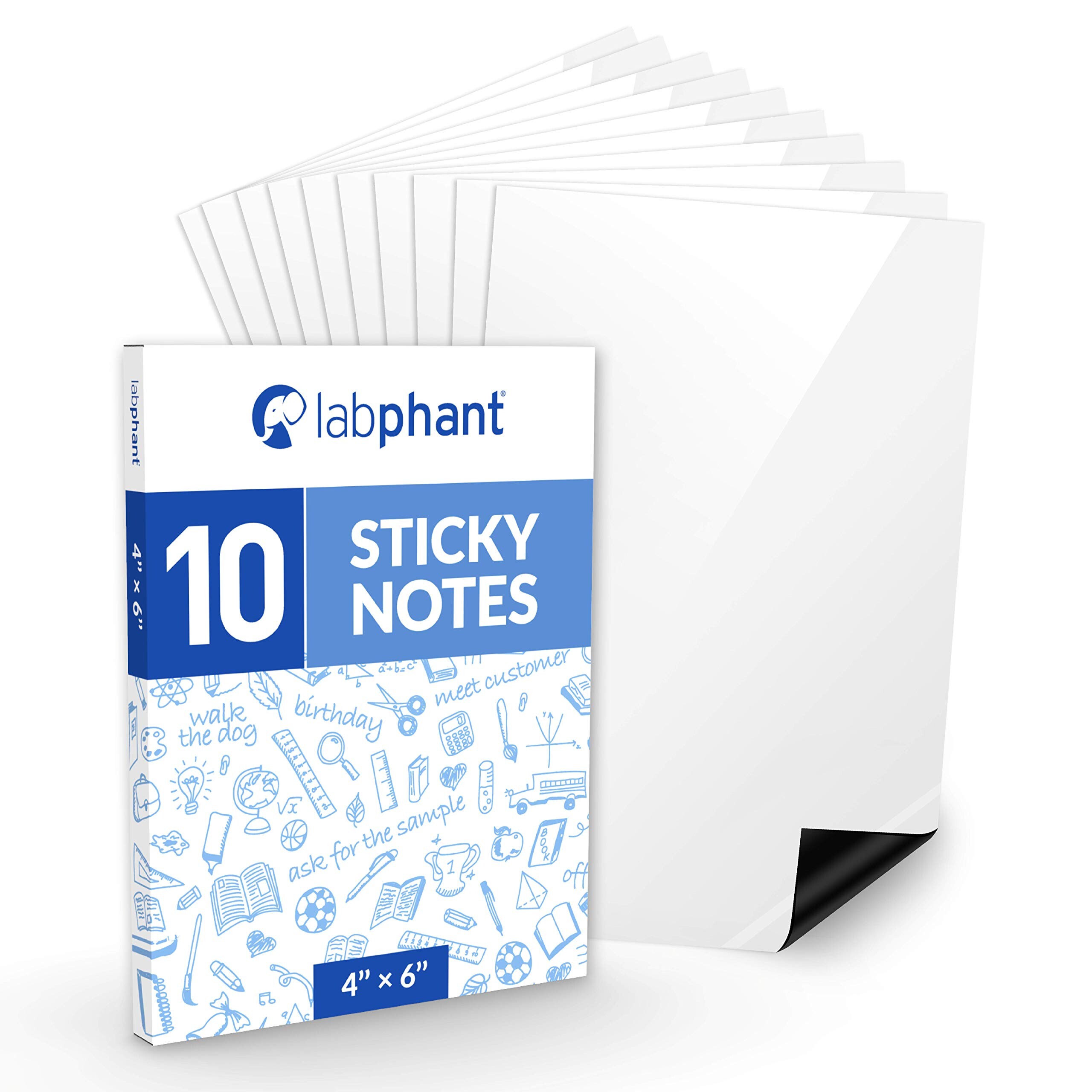 Labphant Dry Erase Notes collantes - 10 paquet de 4x6 pouces; Adhesive ...