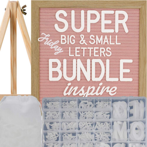 Light Pink Felt Letter Board 10x10 Inches with Letter Organizer + 466 ...