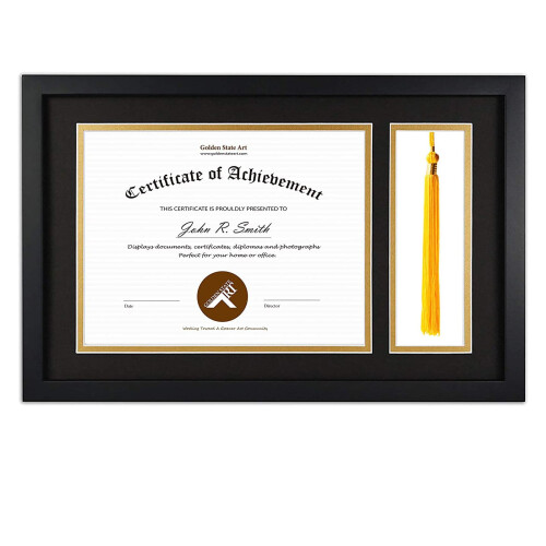 Golden State Art 11x17.5 Black Diploma Frame with Tassel Holder for 8 ...