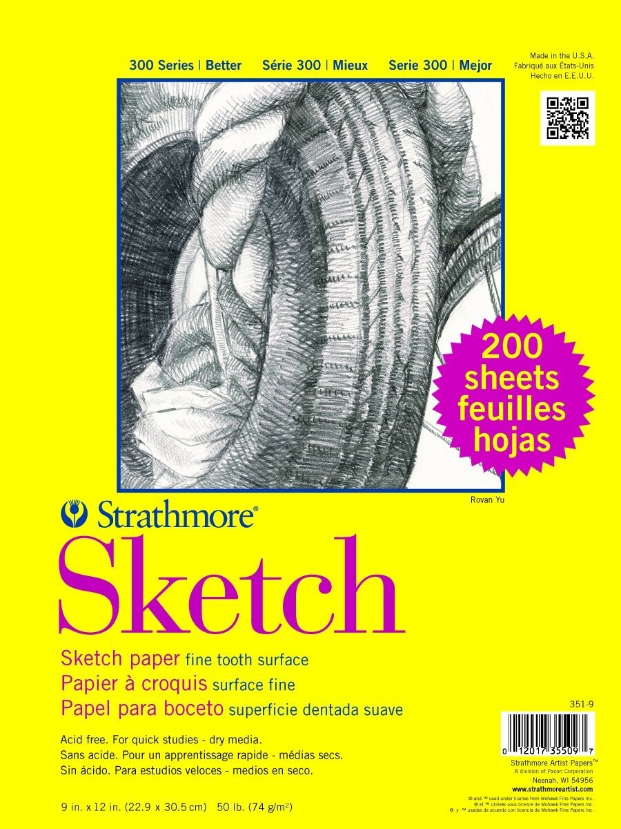 Strathmore 300 Series Sketch Paper 9x12 inch 200 Sheets Bulk Pack ...