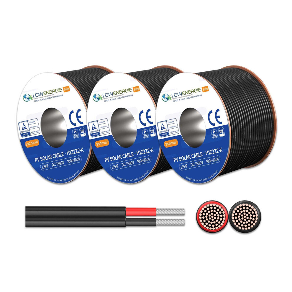 (10 metres) Solar Panel Cable H1Z2Z2-K Double insulated 1800V high ...