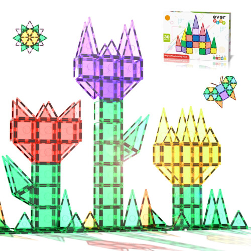 Everplay Magnetic Tile Building Block Set Construction Magnet Tiles Toy ...