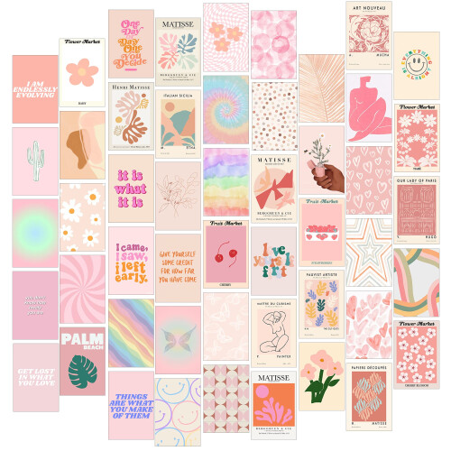 Pink Room Decor Aesthetic Danish Pastel 50pcs Blush Pink Wall Collage on OnBuy