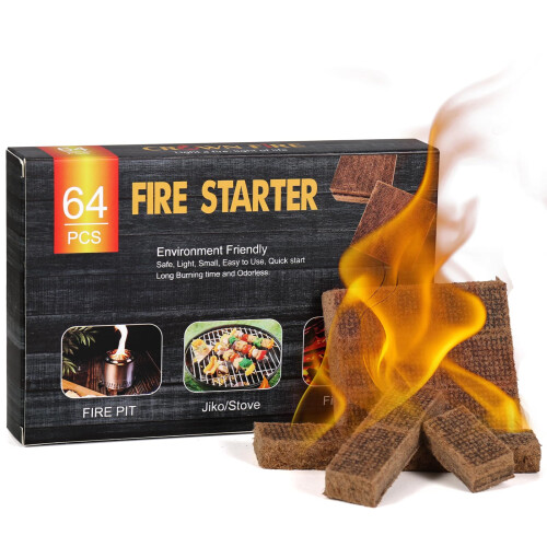 Fire Starter Cubes 64 Pcs Fire Starters for Fireplace Indoor Outdoor ...