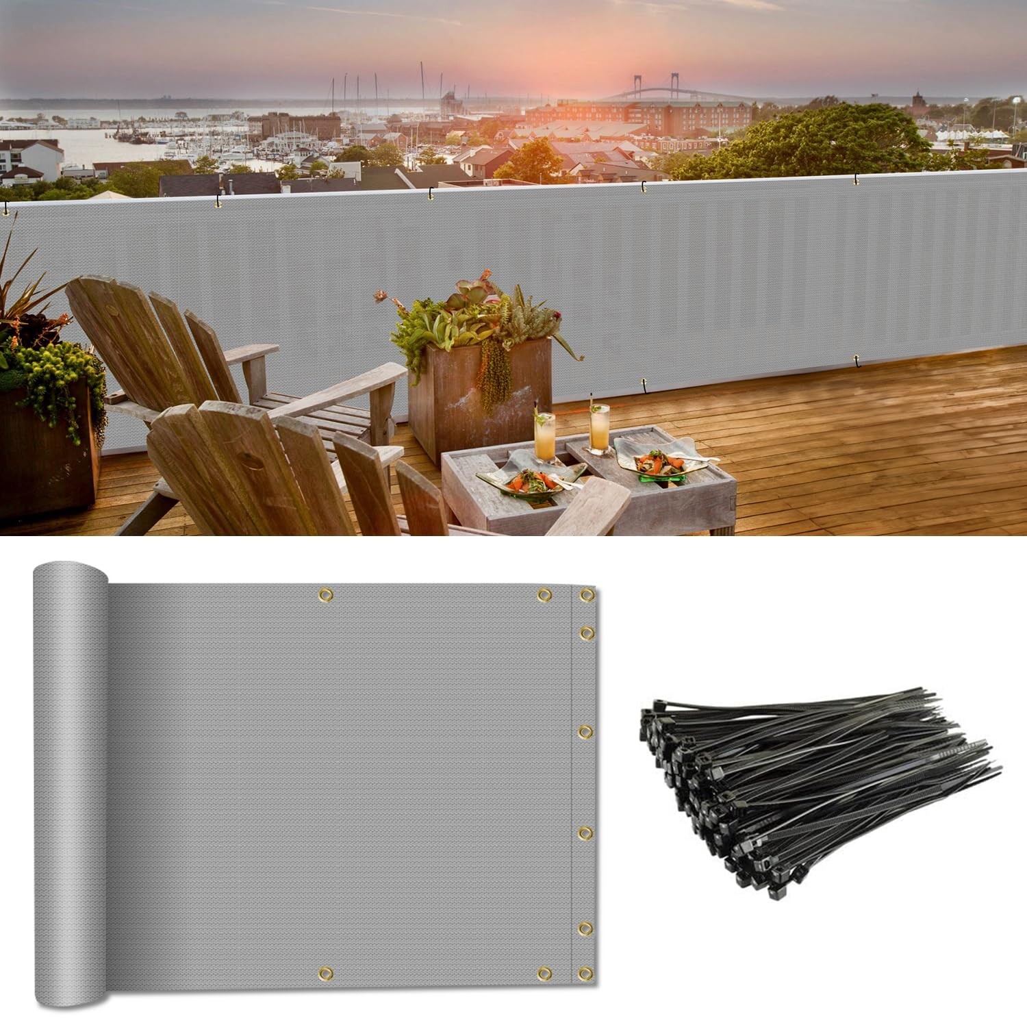Coarbor 3x123 Balcony Privacy Fence Screen Mesh Balcony Cover for Balcony Porch Verandah Deck ...