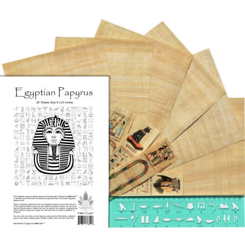 NileCart Egyptian Papyrus Blank Sheets 8 x12 in with Hieroglyphic ...