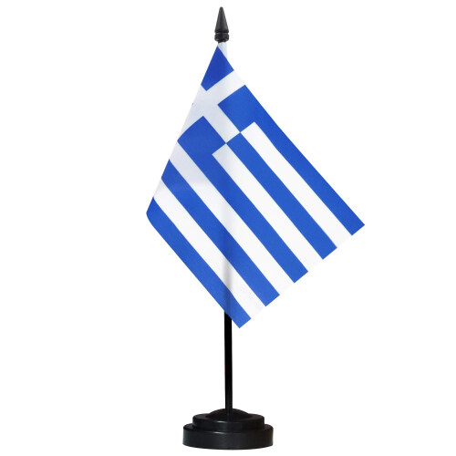ANLEY Greece Deluxe Desk Flag Set 6 x 4 Inch Miniature Greek Desktop ...
