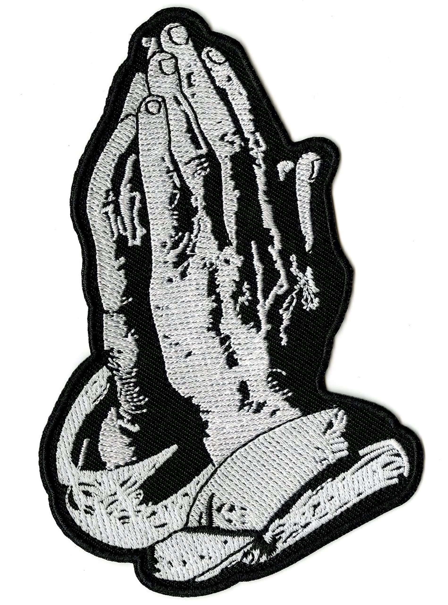Praying Hands Patch 5 Blessed Realistic Religious Christian Cross Small Embroidered Iron on ...
