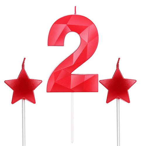 Number 2 Candles and Star Heart Birthday Candles 276 Inch for Birthday ...