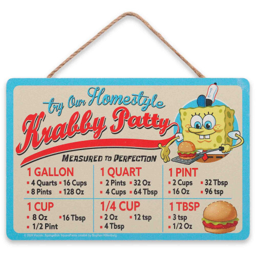 SpongeBob SquarePants Krabby Patty Kitchen Hanging Wood Measuring Sign ...