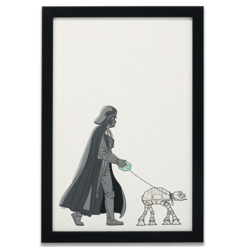 Disney Star Wars Darth Vader and ATAT Framed Wood Wall Decor Fun Darth ...