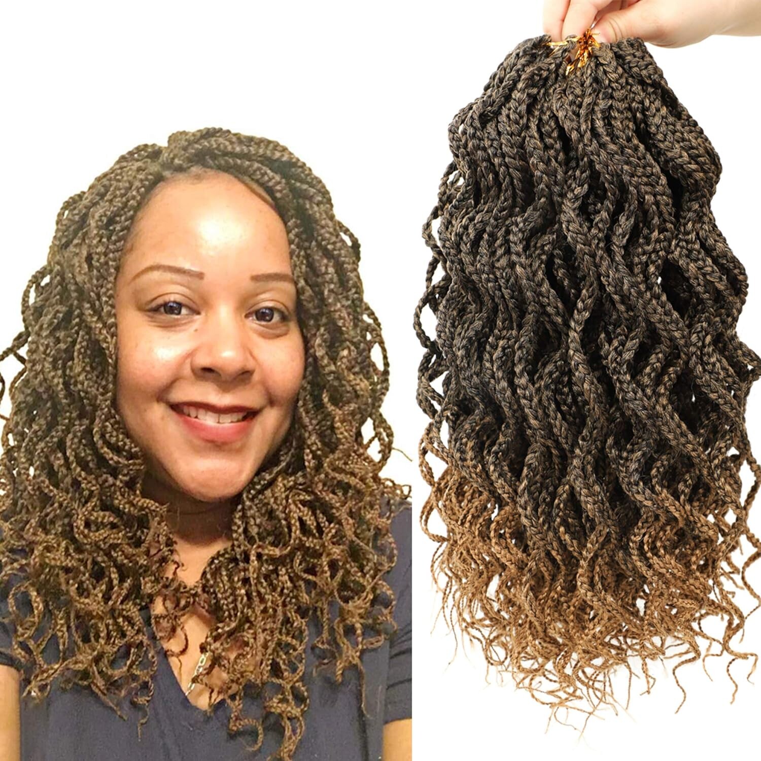 Goddess Box Braids Crochet Braids Hair with Full Curly Braids Synthetic ...