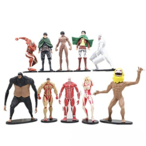 10pcs Attack On Titan Levi Eren Colossal Beast Titan Cartoon Action ...