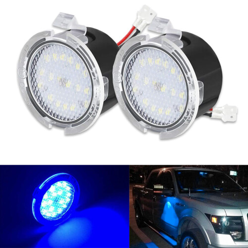 (Blue) iJDM Xenon white Full LED Side Mirror Puddle Lights For Ford ...