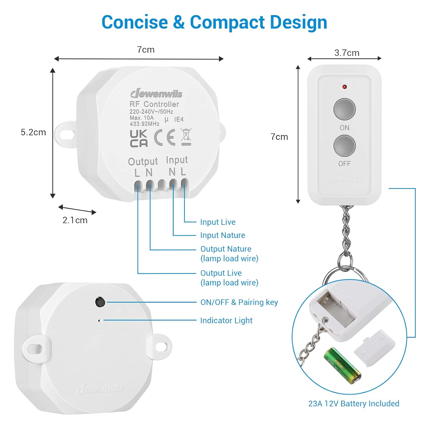 DEWENWILS Wireless Light Switch Kit, 240V Light Switch with Ea on OnBuy
