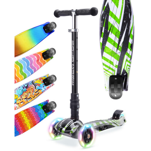 BOLDCUBE Big Fold Swift Green | Three Wheel Scooter for Children Ages 5 ...