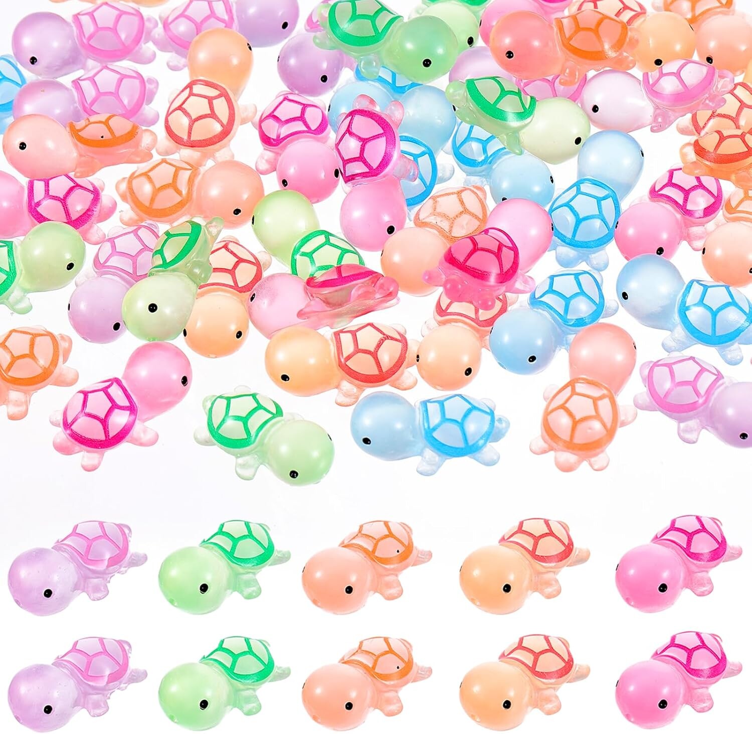 Lot de 50 mini-tortues lumineuses en résine, figurines de tortues de ...