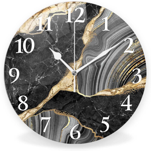 Horloge murale à texture marbre, horloge murale sans cadre à texture ...