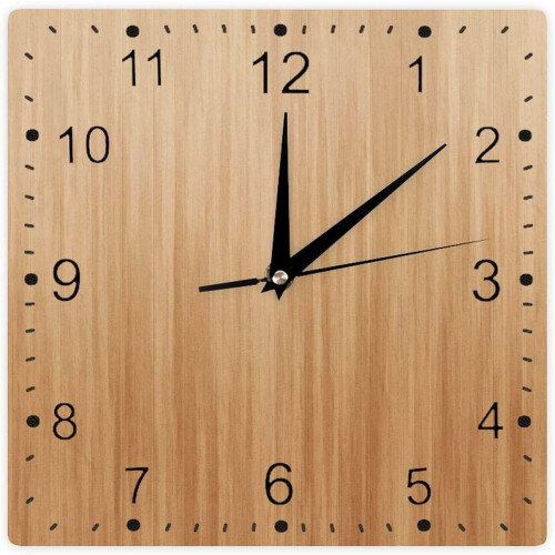Horloge murale numérique en PVC, texture bois marron clair, sans tic ...