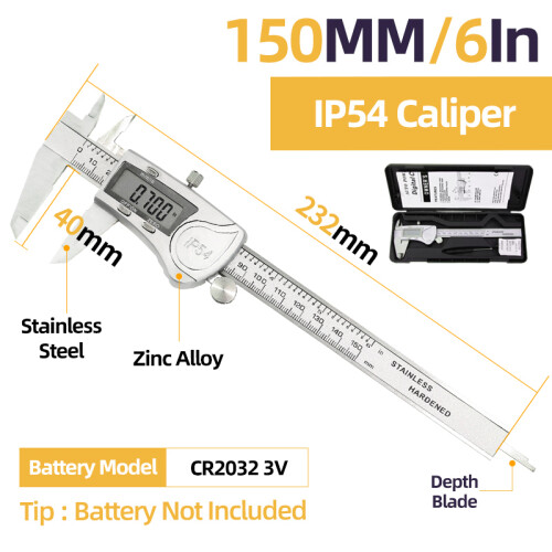 (Box IP54 Caliper) Fraction Digital Caliper Digital Micrometer Ruler ...