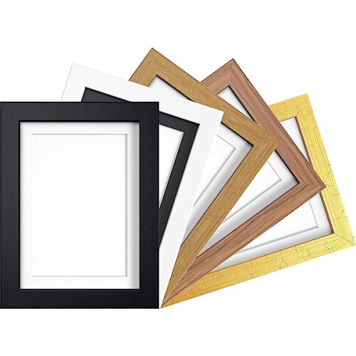 (Gold Frame Black Mount, 6x4 Pic Size 4x3) Modern 40mm Wide Photo ...