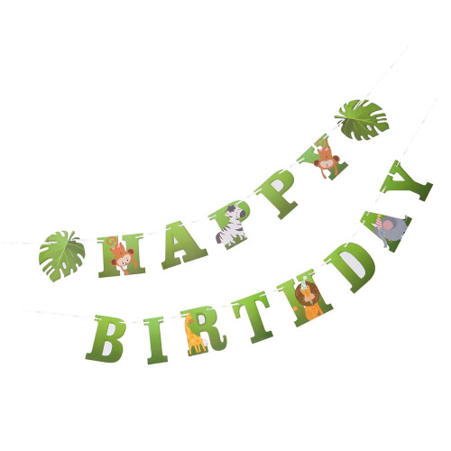 Jungle Birthday Decoration Set Happy Birthday Animal Banner Letter ...