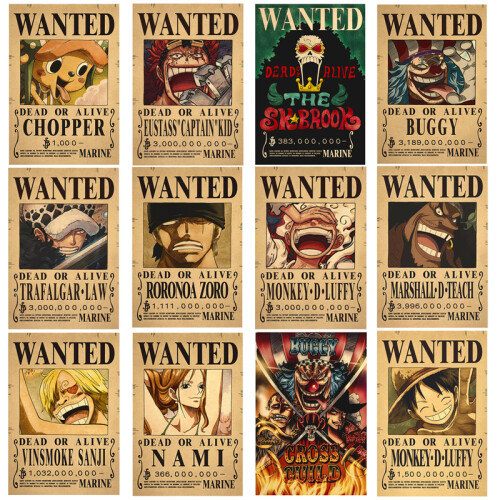 (M041) New Bounty One Piece Anime Figure Luffy Vintage Wanted Warrant ...