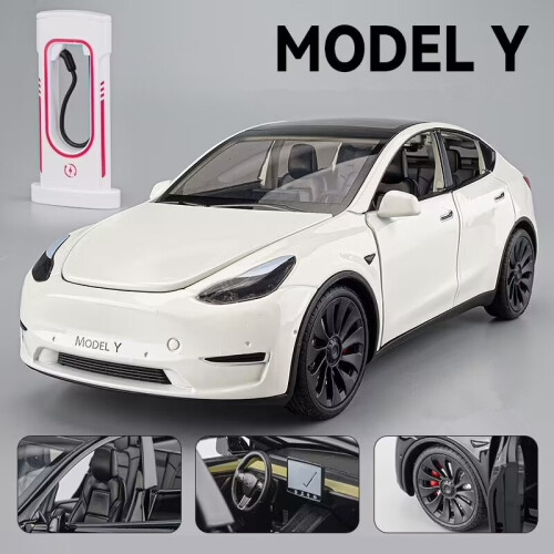(Model Y white) 1:24 Tesla Model 3 Model Y Alloy Car Model Diecast ...