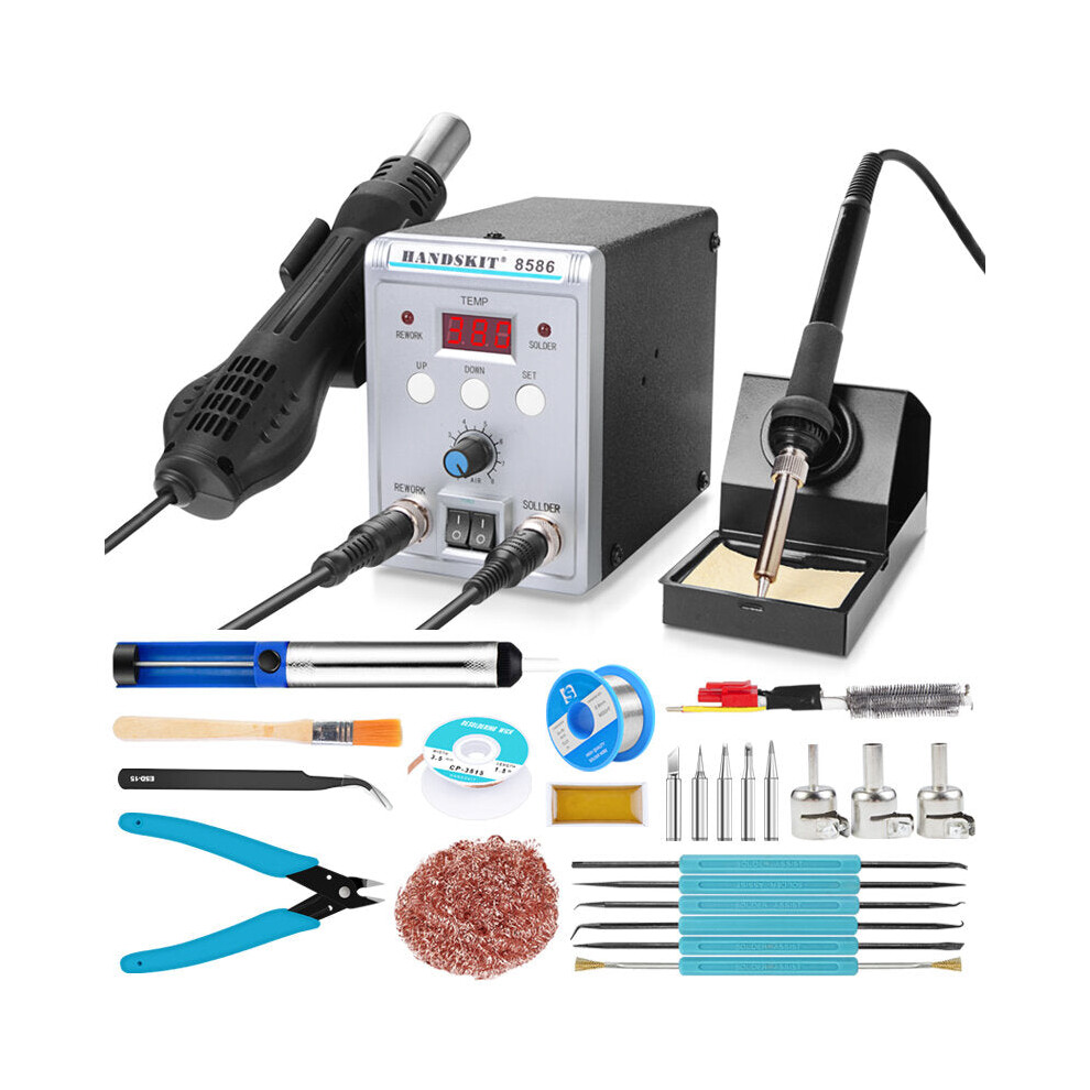 (US Plug) 2 in 1 Soldering Staiton Hot Air SMD BGA Rework Welding ...