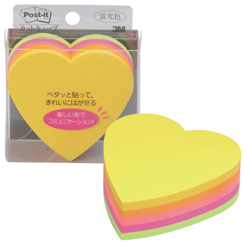 3M Post-it and sticky notes Heart 72x72mm fluorescent color five-color ...