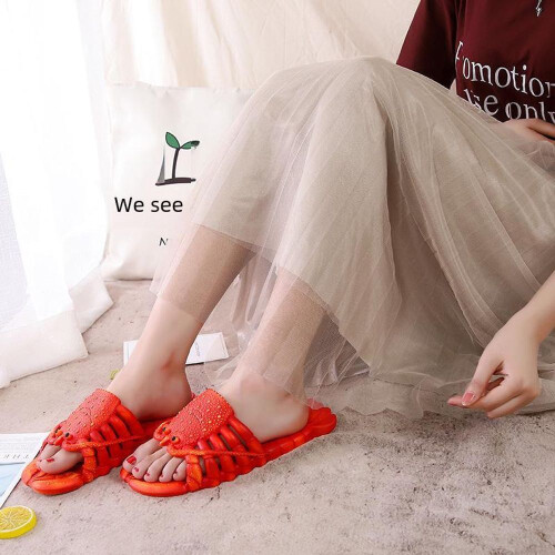 (red, 40/41) Summer Cartoon Lobster Sandals: Family & Couple Slippers ...