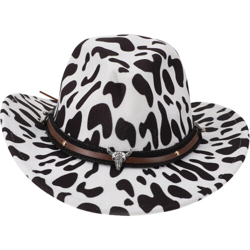 Sombrero de vaquero con estampado de vaca, sombrero fedora para mujer ...