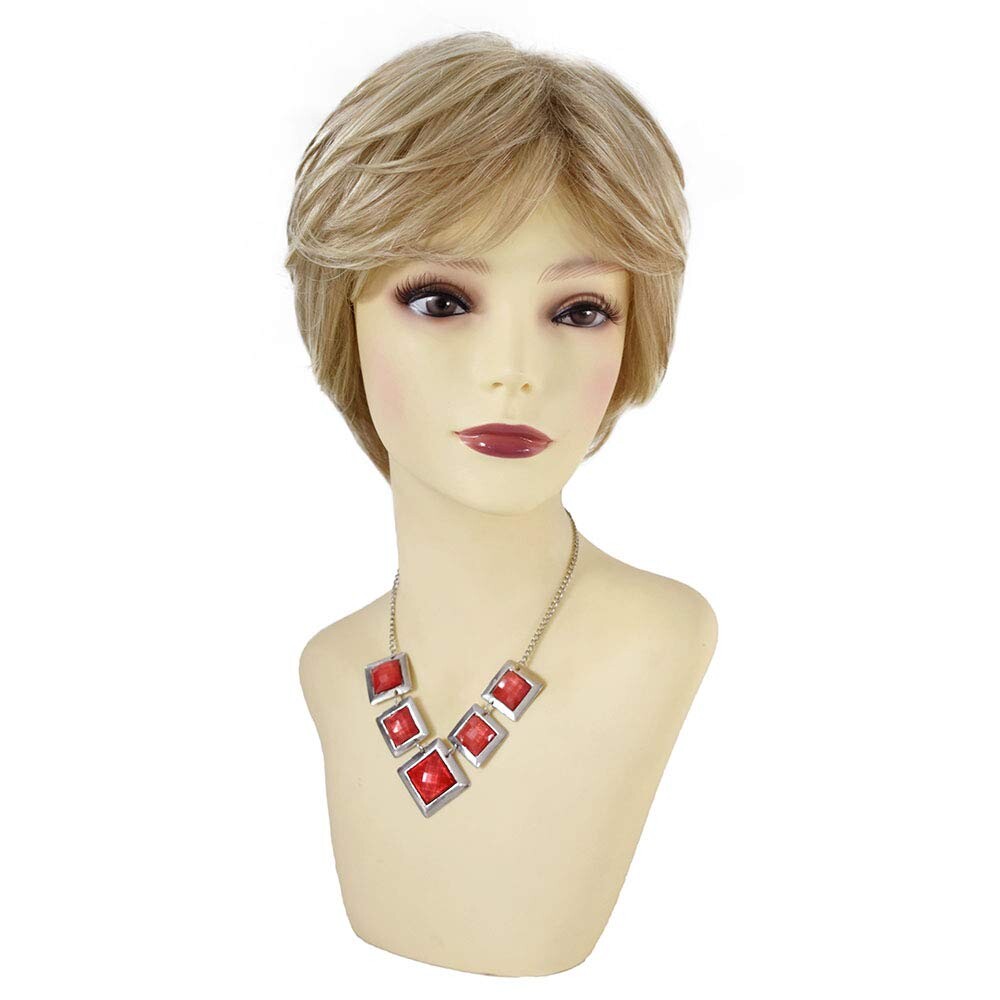 Perruque synth tique courte ondul e sans colle pour femme blanche ...