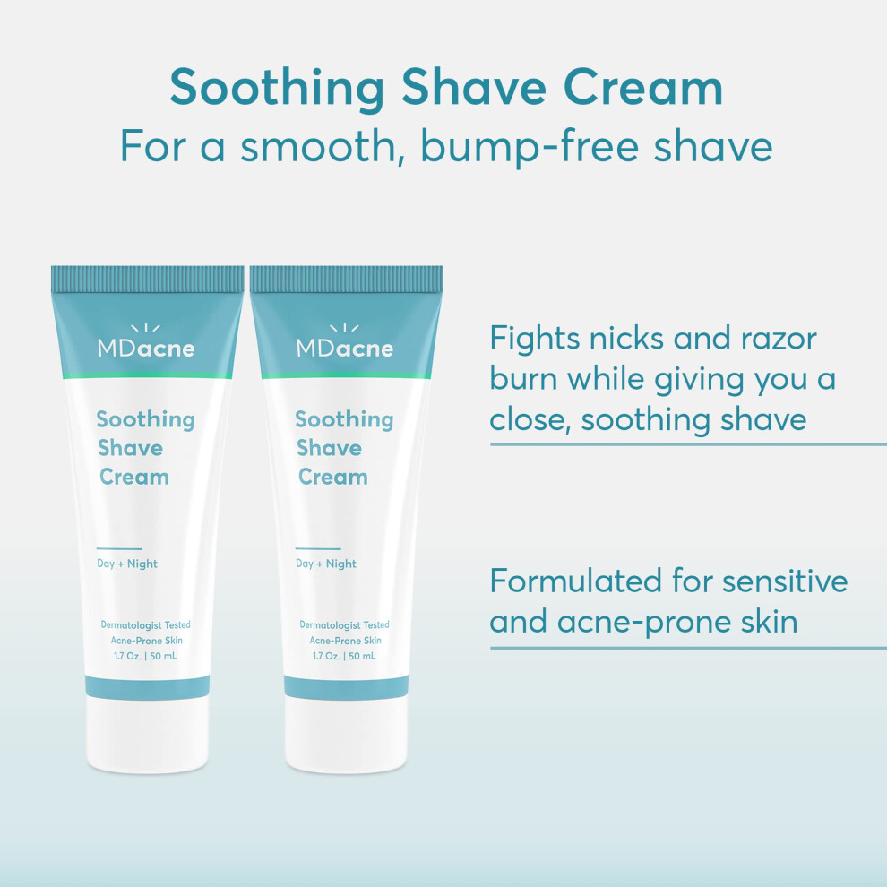 MDacne Shaving Cream for Acne-Prone Skin 2-Pack - Oil-Free Eliminates ...