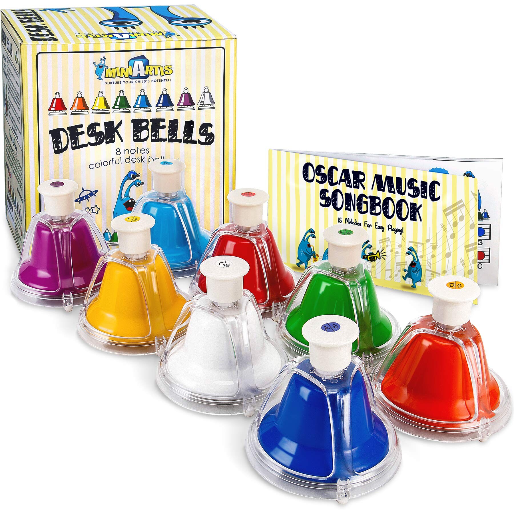 MINIARTIS Desk Bells for Kids Educational Music Toys for Toddlers 8 ...