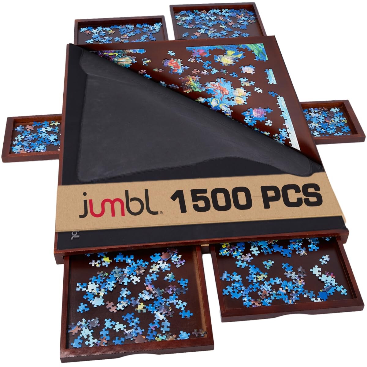 Jumbl 1500-Piece Puzzle Board w/Cover | 27 x 35 Jigsaw Puzzle Table w ...