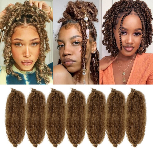 Trenzas Marley Twist de 16 pulgadas, 7 paquetes, trenzas cubanas, marr ...