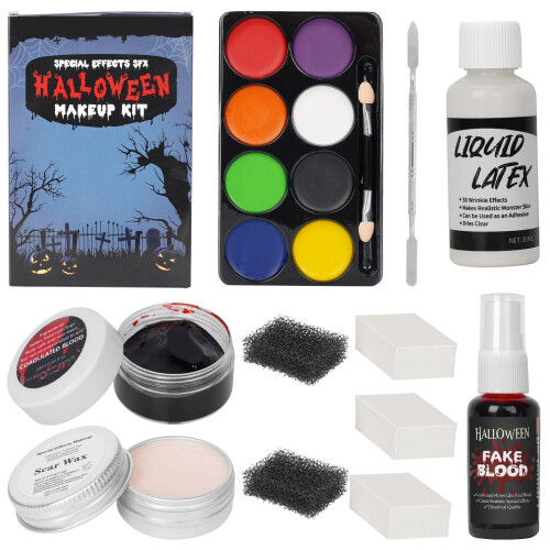 Halloween Liquid Latex Special Effects SFX Makeup Kit - 8 Colors Bruise ...