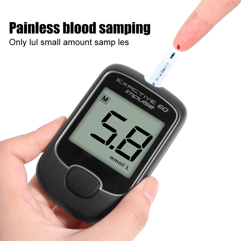 (Blood Glucose Monitor mg/dL + 50x Test Strips + 50x Lancets) Exactive ...