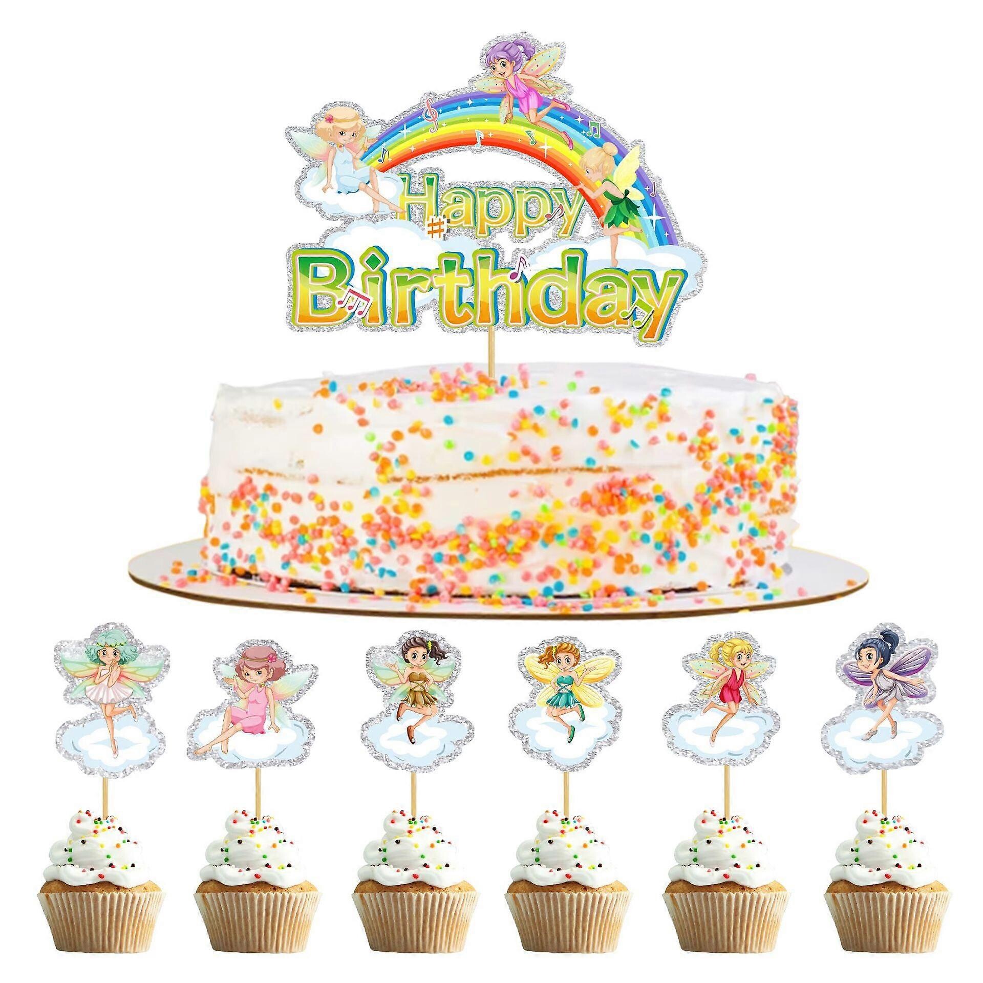 Tinkerbell Happy Birthday Cake Topper, Rainbow Happy Birthday Cake ...