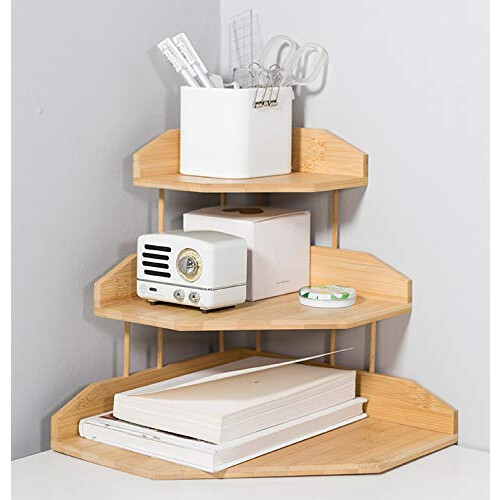 HYNAWIN Bamboo Spice Rack Corner Shelves-3 Tier Standing Pantry Shelf ...