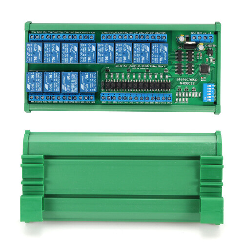 (24V, with Din Rail Box) 12V/24V RS485 Relay Modbus RTU Protocol DIN35 ...