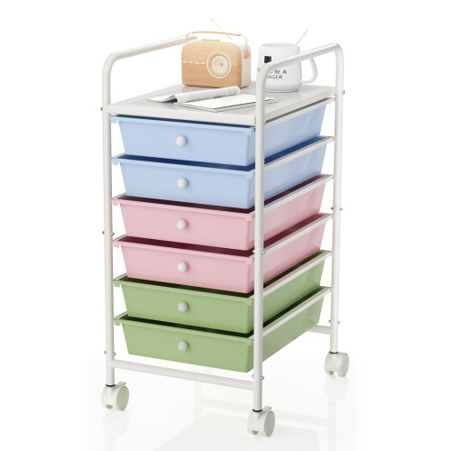 Johgee 6 Drawers Plastic Storage Cart, Multipurpose Mobile Organizer ...