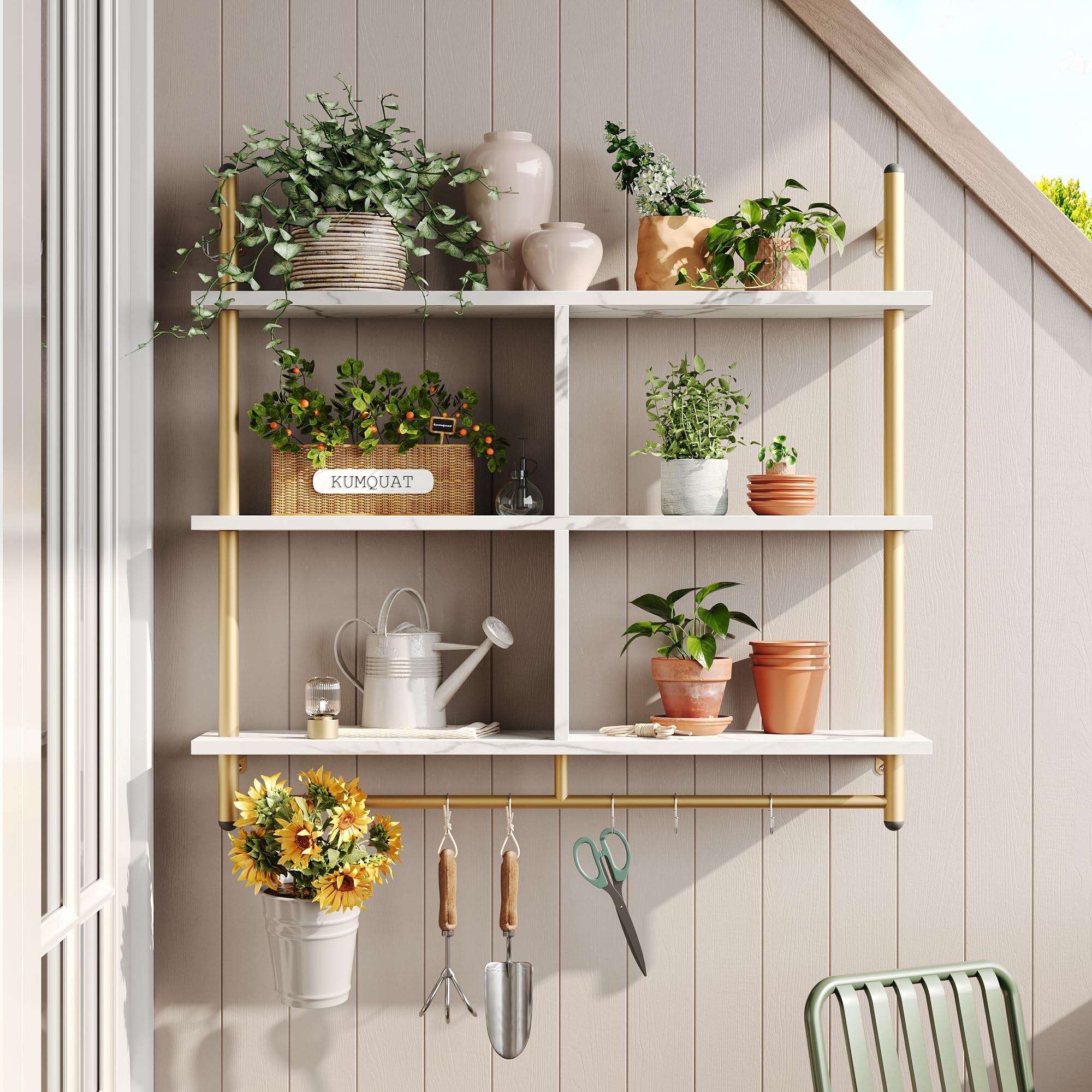 Bestier 3 Tier Floating Pipe Shelving 115CM Industrial Wall Mounted ...