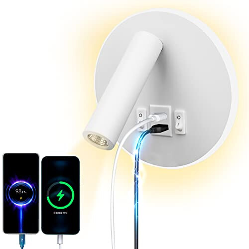 uksunvi LED Reading Lamp Wall Lamp USB Type-C Two Charge Mouth Switch ...