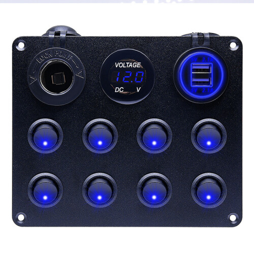 (8 Gang Blue) 5 Gang 8 Gang Button Rocker Toggle Switch Panel Usb ...