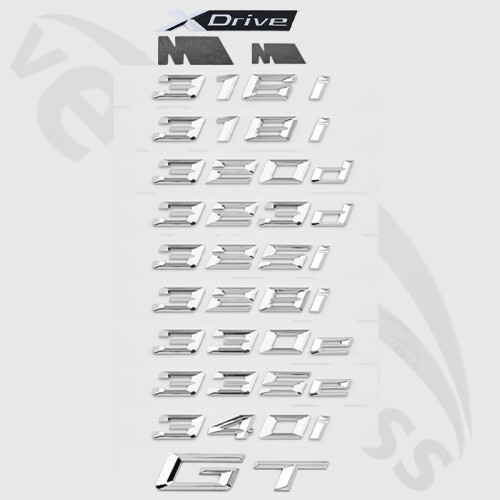 (m340i, Chrome Silver) Car 3D ABS Trunk Letters Logo Badge Emblem Decal ...