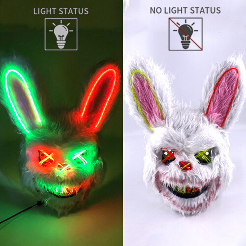 (glowing mask 2) Halloween Bloody Rabbit Bear Mask Party Scary Cosplay ...